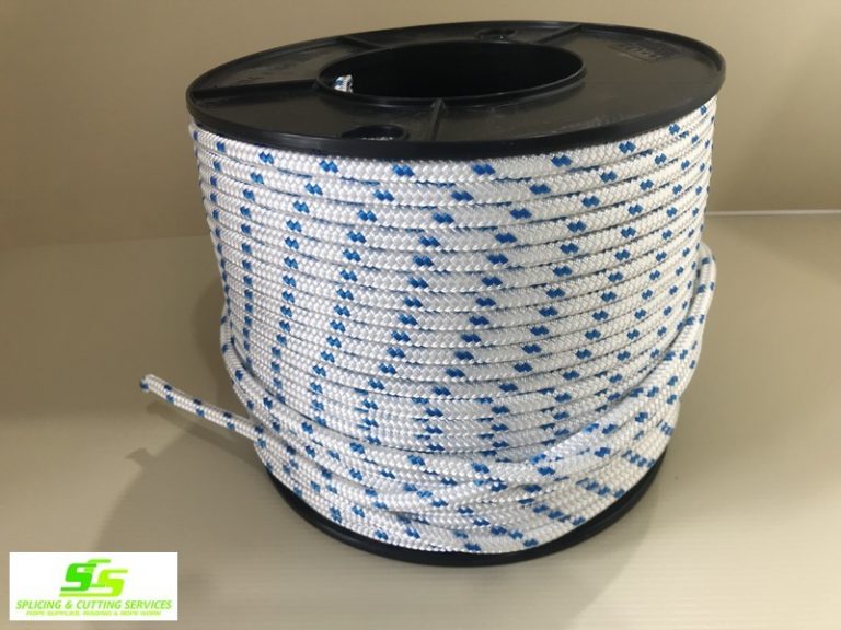 Sailing Rope Double Braid Polyester 6mm x 100m Blue Fleck - Splicing ...