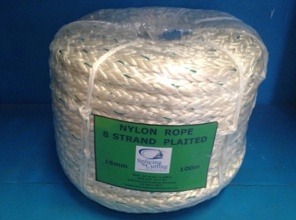 NYLON ROPE 16mm x 100m COIL 8 STRAND PLAITED - Splicing & Cutting